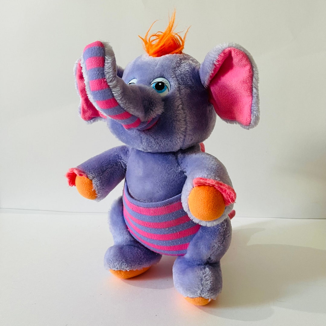 Vintage 1980's Wuzzles Eleroo Plush Stuffed Animal Purple Elephant ...