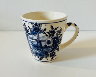Vintage Hand Painted Delft Blue Mug Royal Delftware Floral Cup Dutch ...