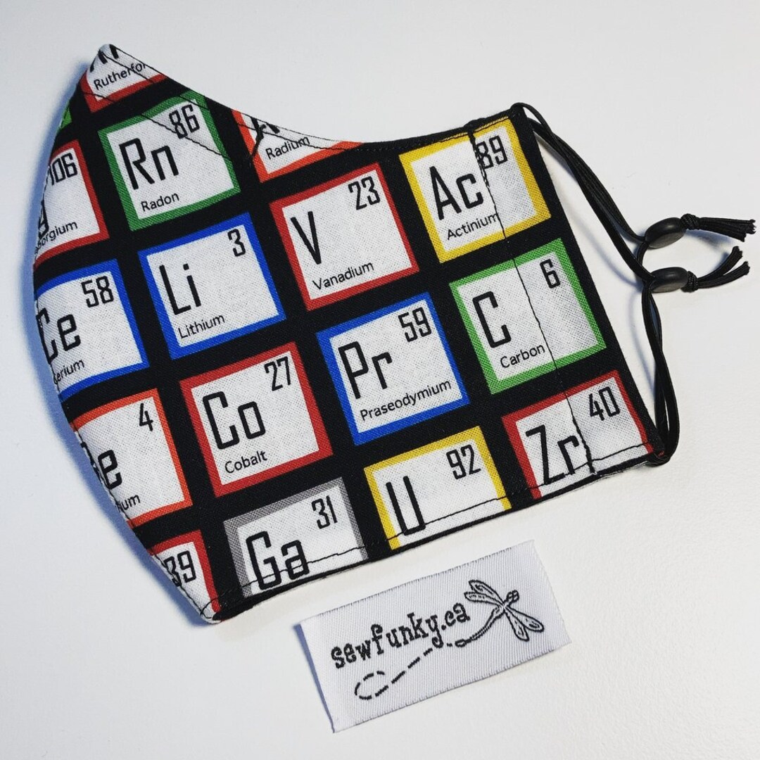 Face Mask Periodic Table of Elements Chemistry Cloth Reusable Cotton ...