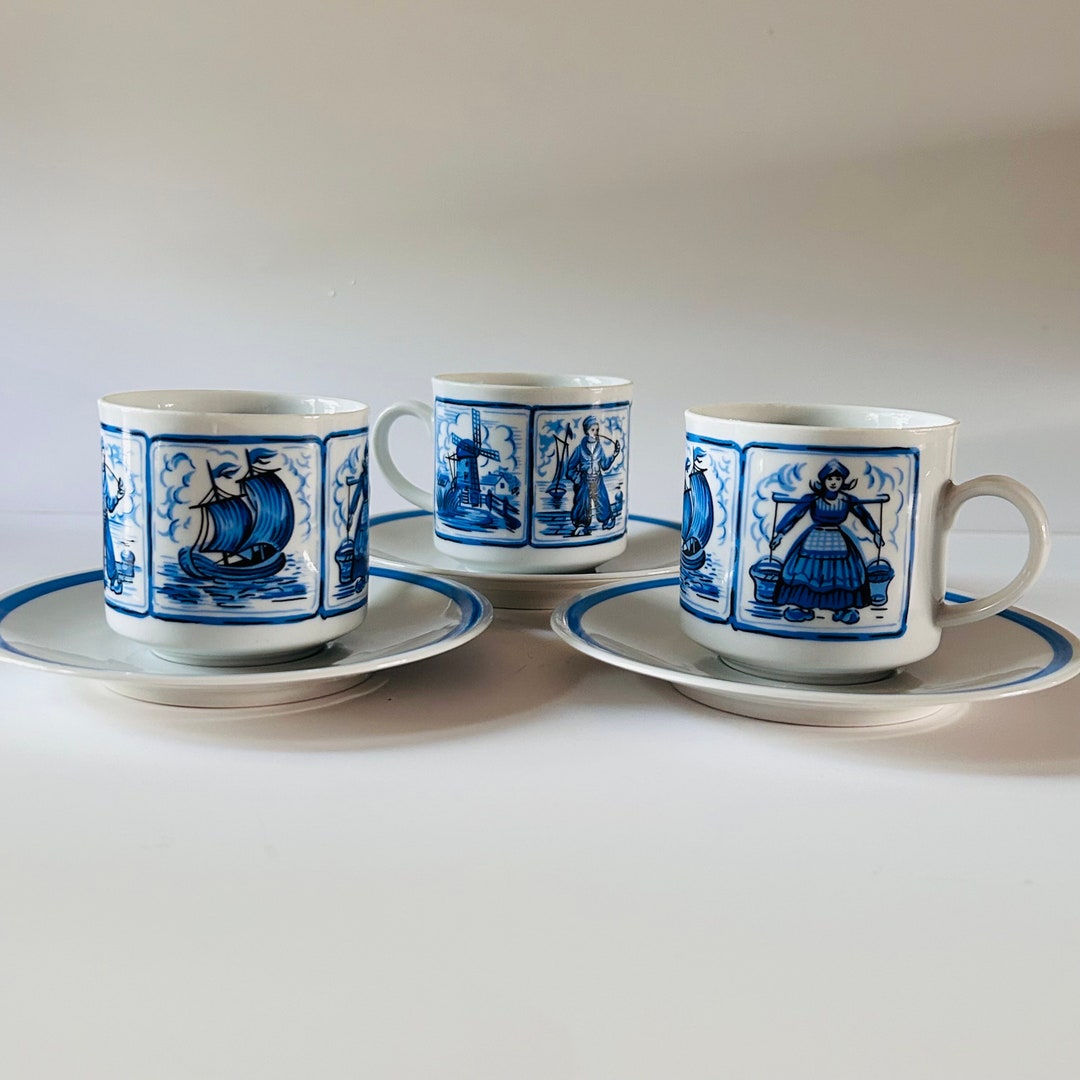 Vintage 1950's Delft Blue Dutch Girl Weiden Bavaria Porcelain Coffee ...