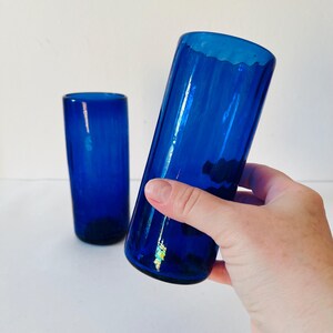 Vintage Set of Two Hand Blown Cobalt Blue Glass Tumblers Cups Water ...