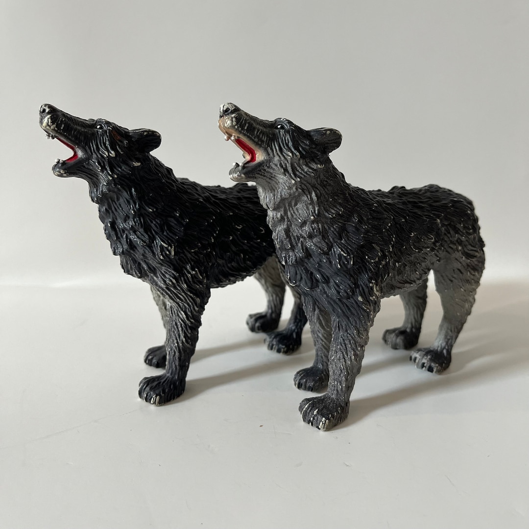 Vintage 1998 Rubber Wolf Wolves Model Toy Figurine Animal Figure ...