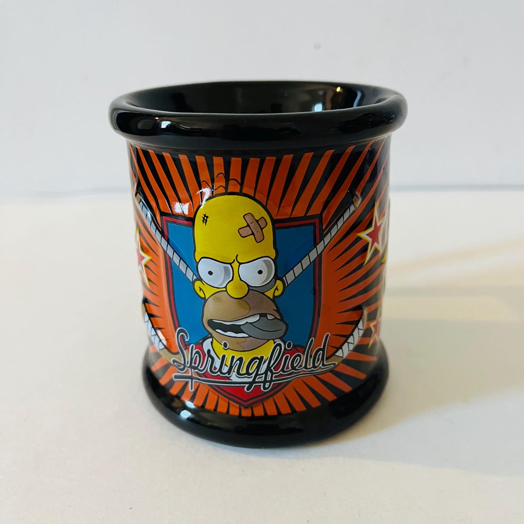 Vintage the Simpsons Homer Hockey Mug 3D Black and Yellow Ceramic ...