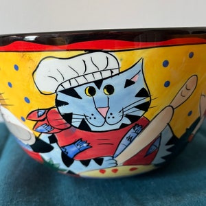 Catzilla 2002 Candace Reiter Cats Chefs Fish Vegetables Nesting Bowl ...
