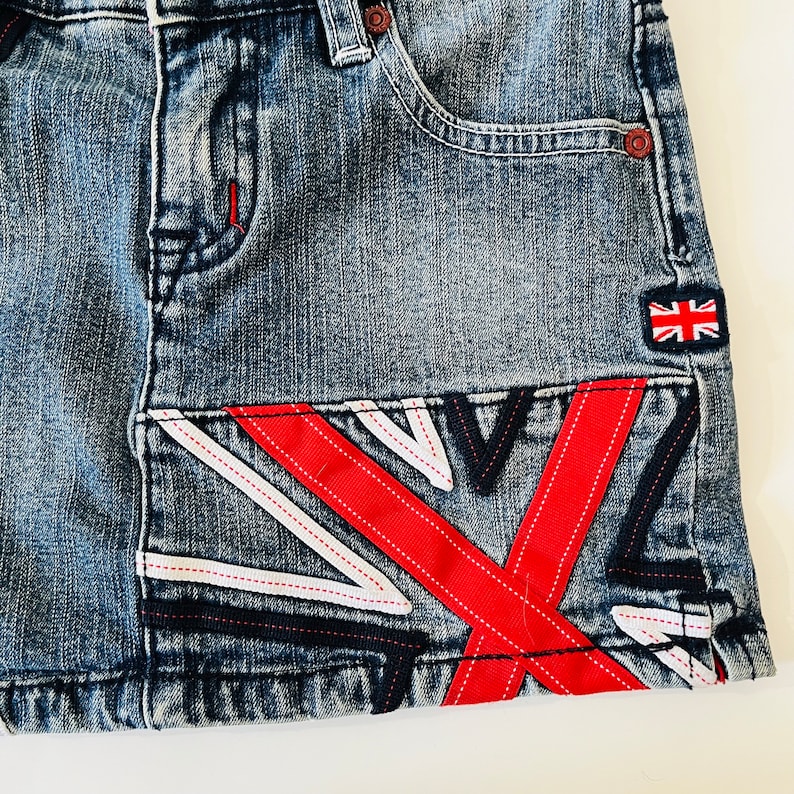Vintage Y2K 90's Pepe Jeans London Union Jack Denim Jean Skirt Upcycled ...