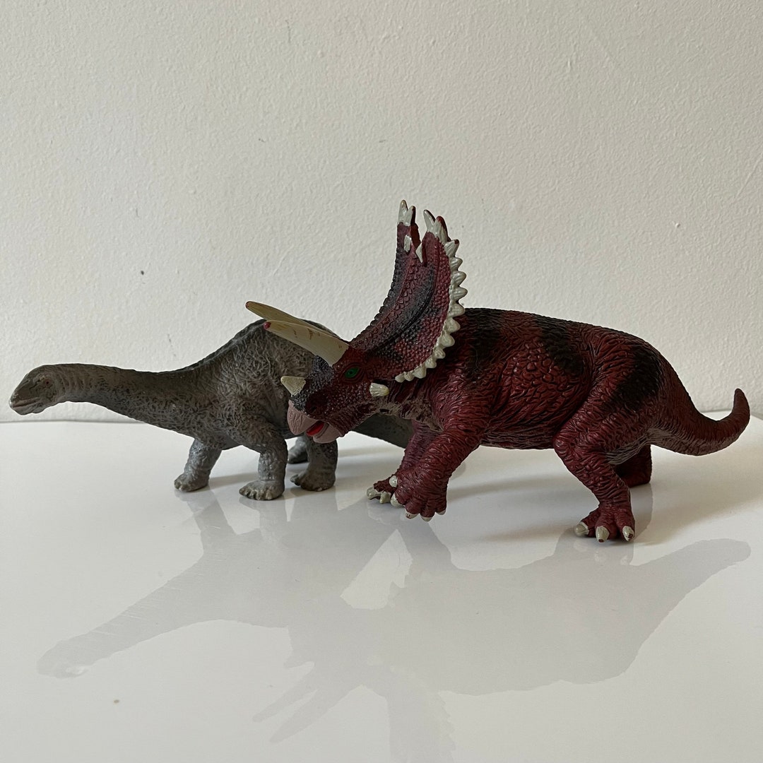 Vintage Pair of Large Dinos Rubber Plastic Toy Jurassic Dinosaur ...