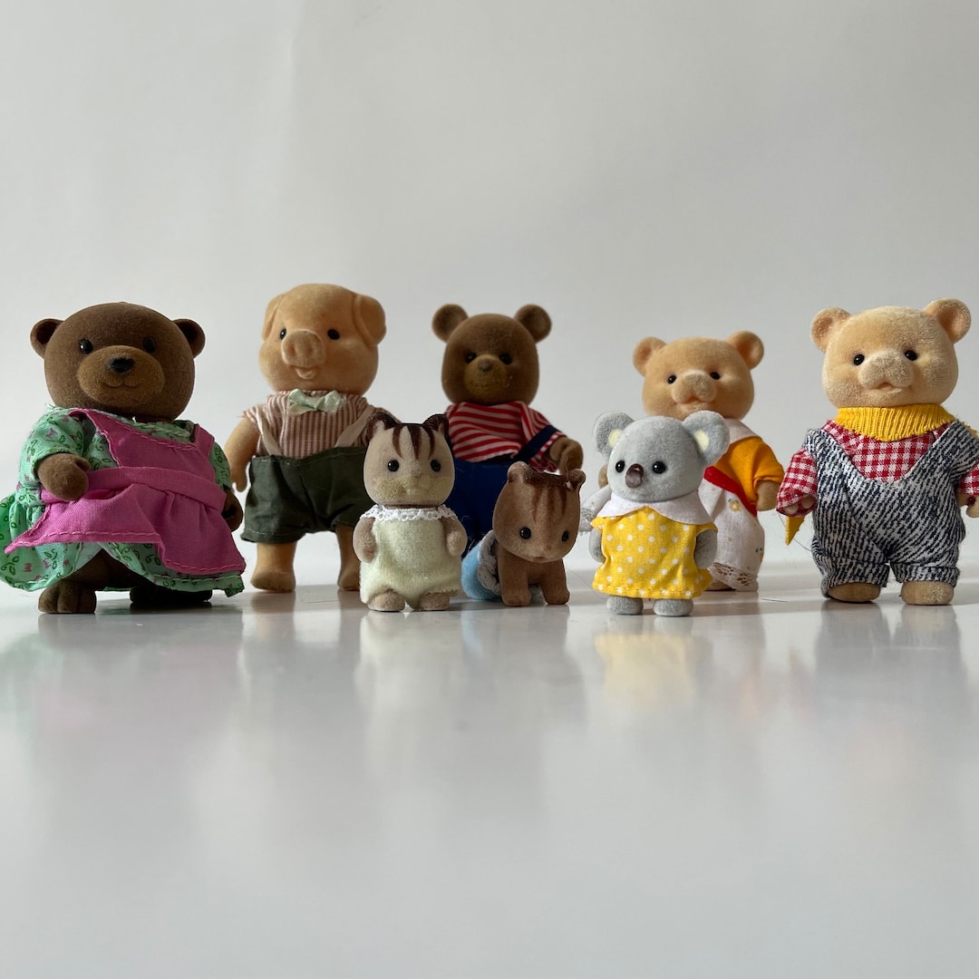 Vintage Sylvanian Calico Critters Lot of 8 Sweet Animals Bears Pigs ...