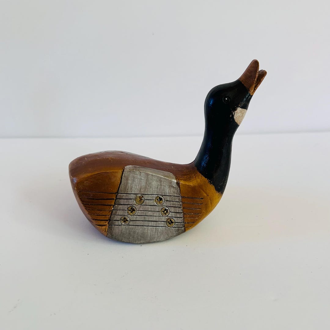 Vintage Hand Carved Wooden Golf Club Woodhead Driver Duck Canada Goose ...