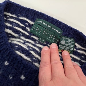 Vintage Britches Hand Knit Pure Virgin Wool Fair Isle Sweater Pullover ...