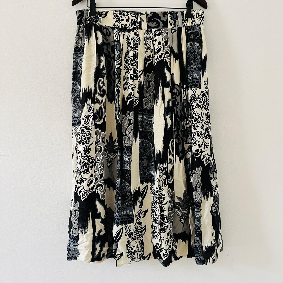 Vintage Steilmann Rayon/wool Abstract Printed Pleated Lined Zip up ...
