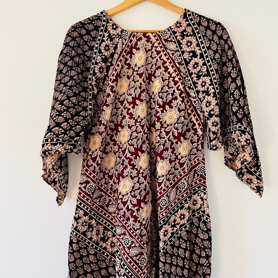 Vintage Kaiser 1970's Original Indian Wood Block Scarf Print Hippie ...