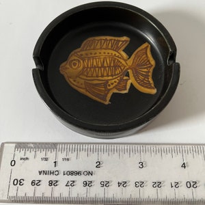 Vintage Modernist Black Ceramic Fish Ashtray Fish Art Ash Tray Smoking ...