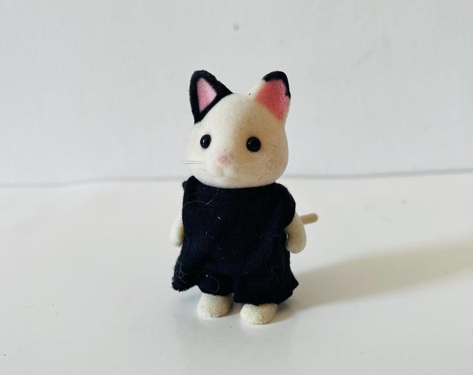 Vintage Sylvanian Calico Critters Flocked Black and White Kitten - Etsy