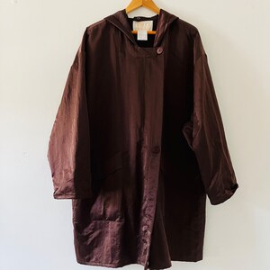 Vintage 1987 Linda Lundstrom Laparka Wool Coat W/ Faux Fur Hood Satin ...