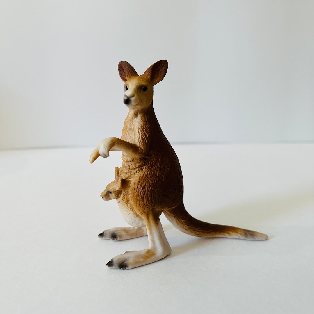 Schleich Kangaroo Mama With Joey Figure Figurine Plastic Toy Animals ...