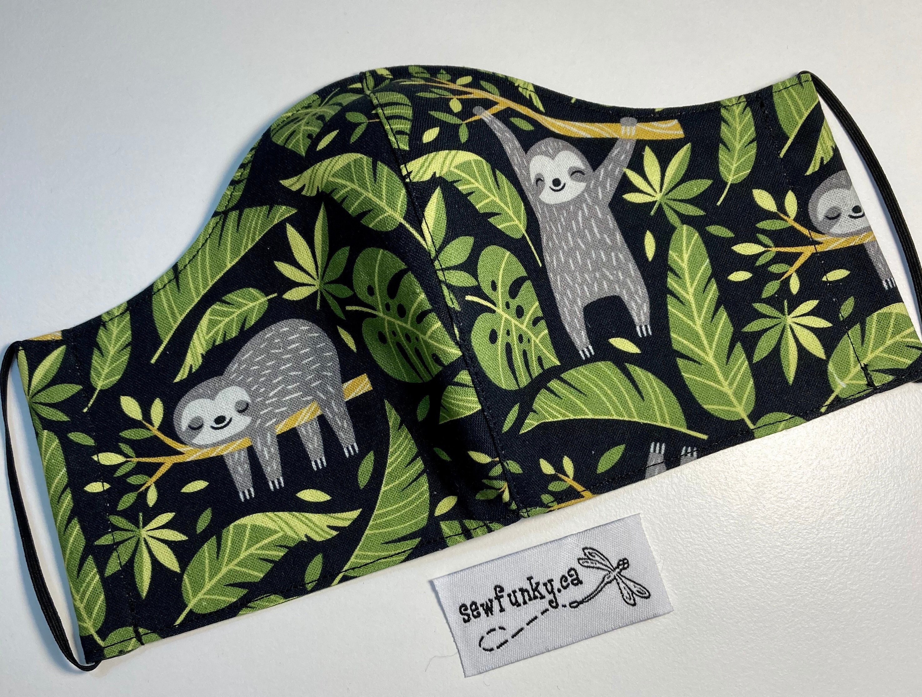 Face Mask Sloths Monstera Sloth Plants Cloth Reusable Cotton | Etsy Canada