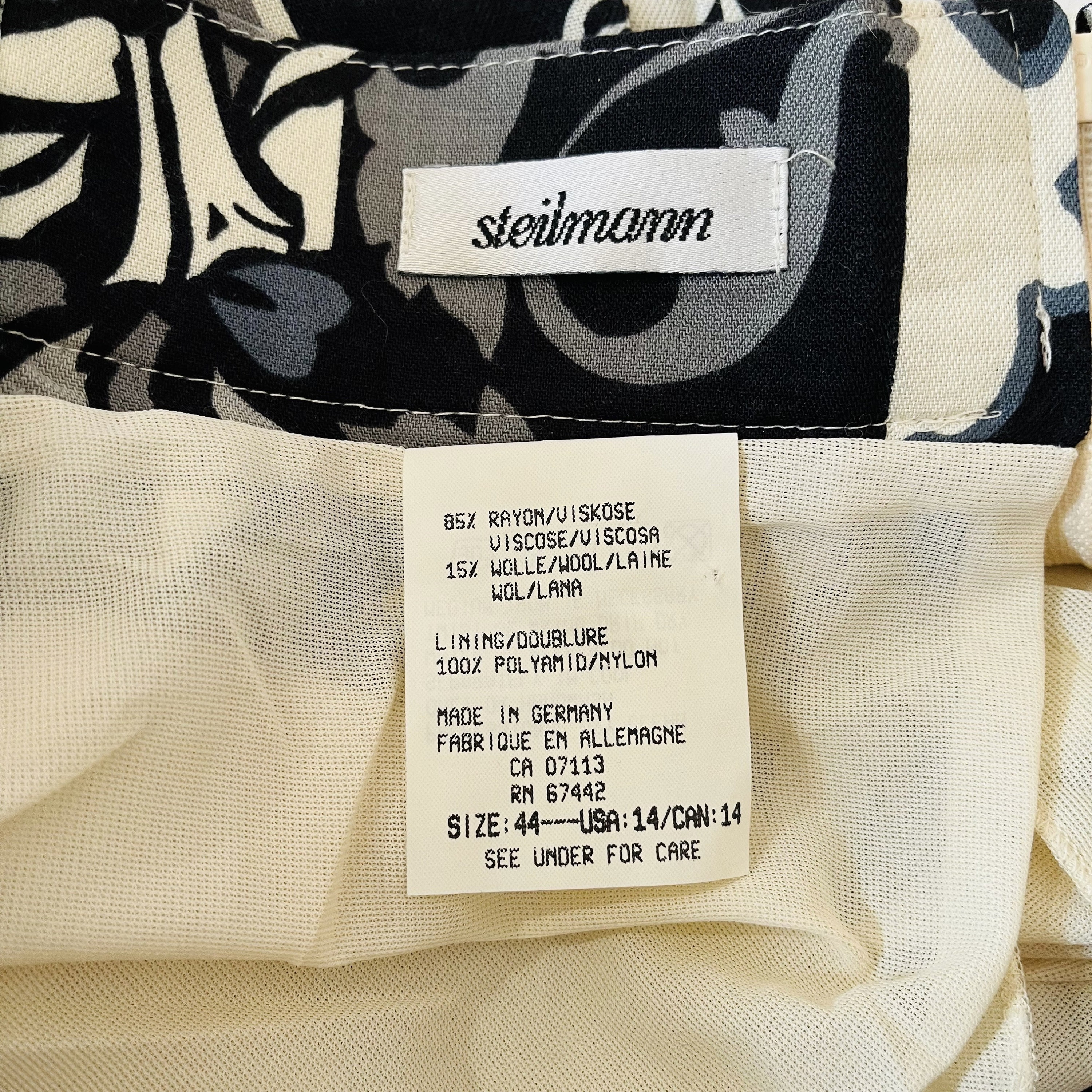 Vintage Steilmann Rayon/wool Abstract Printed Pleated Lined Zip up ...
