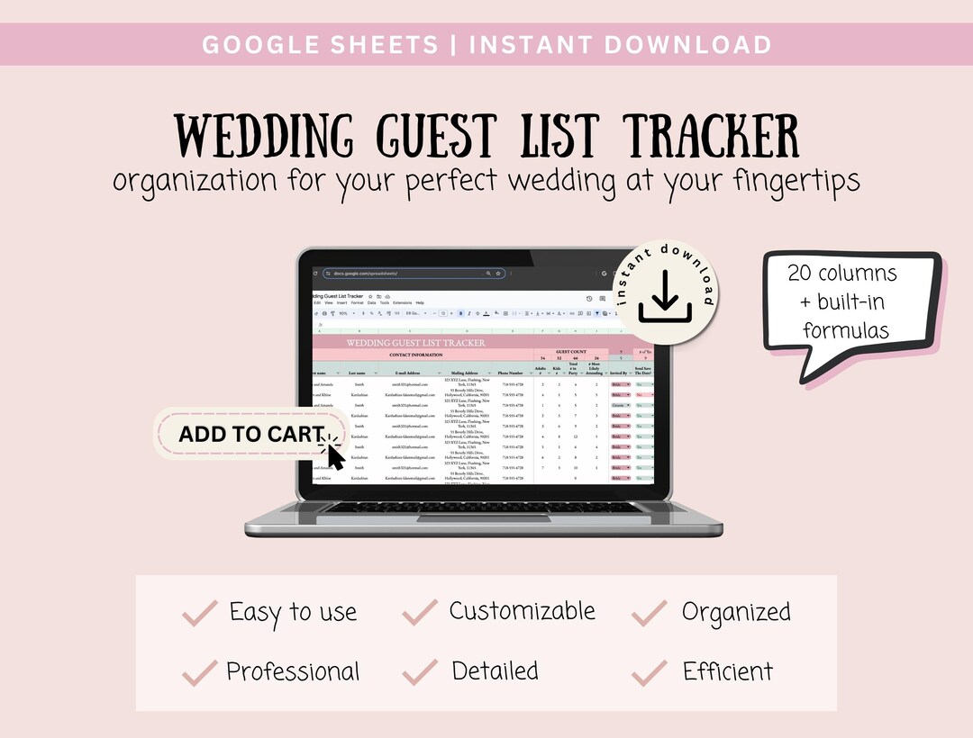 Wedding Guest List Tracker (fully Customizable & Automated) for Google ...