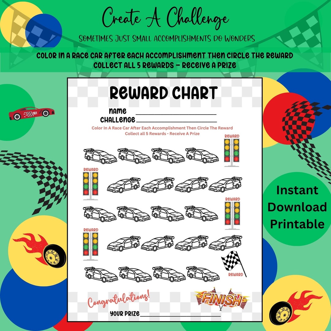 Race to the Finish Line Race Car Reward Chart Helping Kids Achieve ...