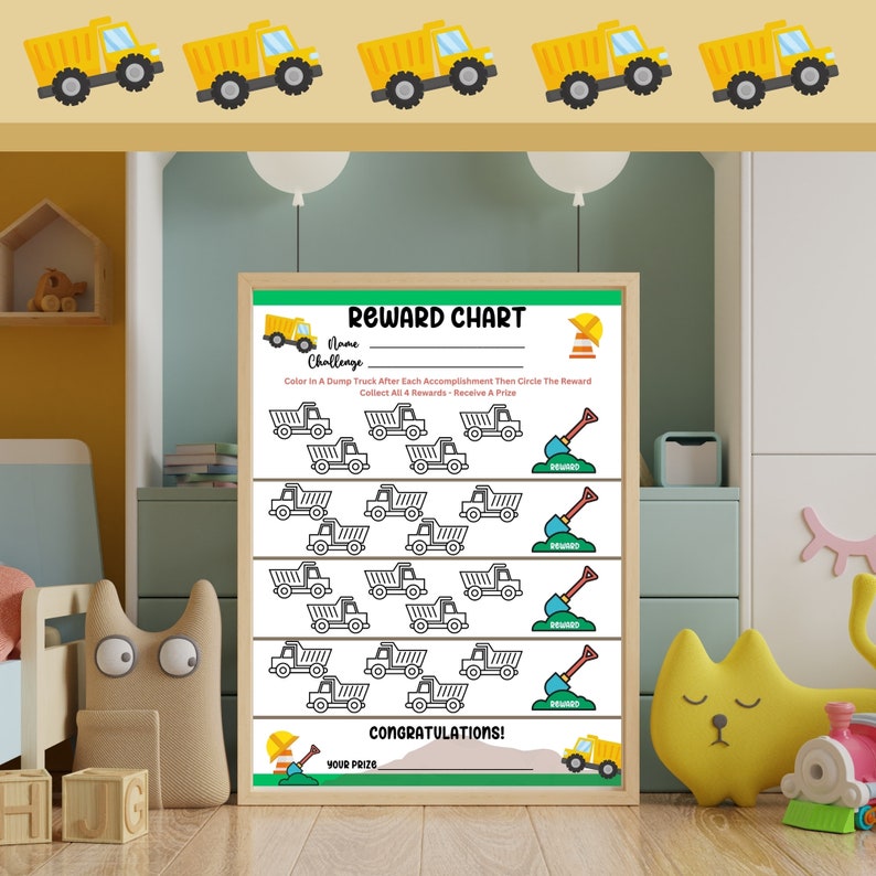 Dump Truck Kids Reward Chart. Challenge Potty Training, Challenge ...