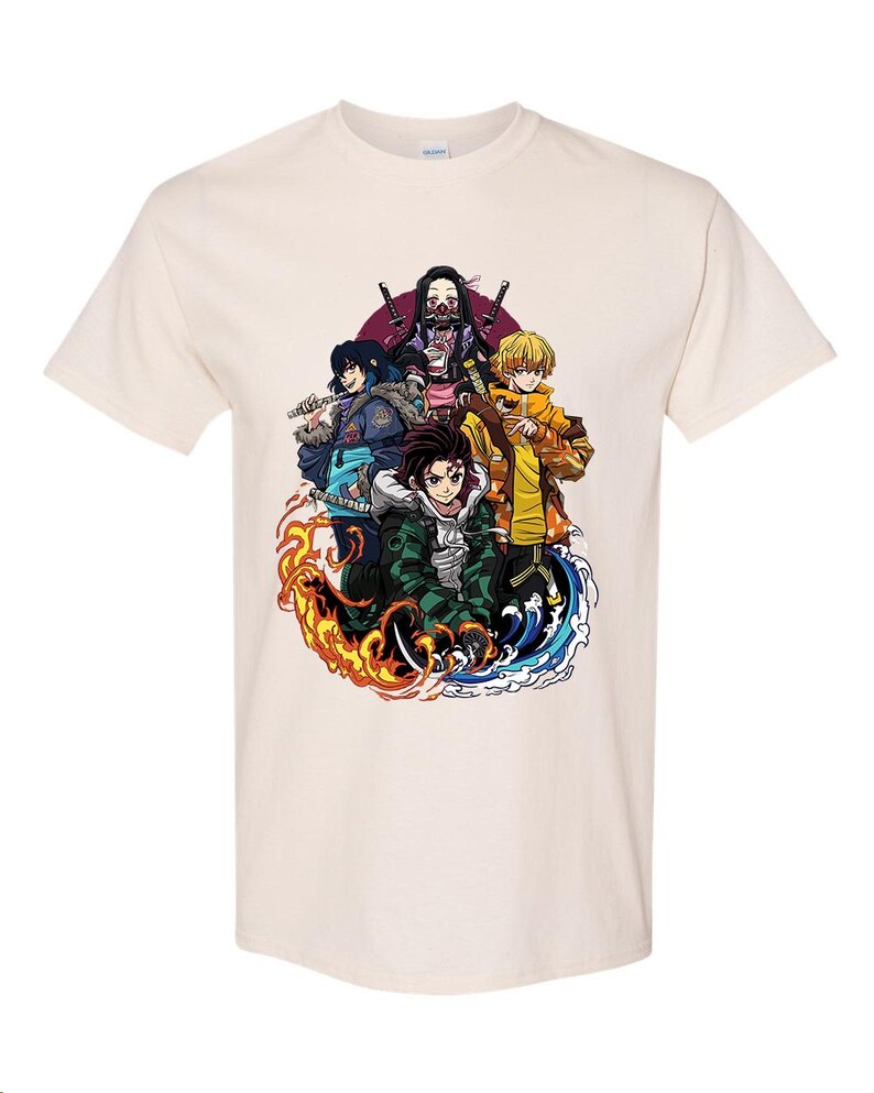 Demon Slayer T-shirt Featuring Tanjiro, Nezuko, Zenitsu, and Inosuke ...