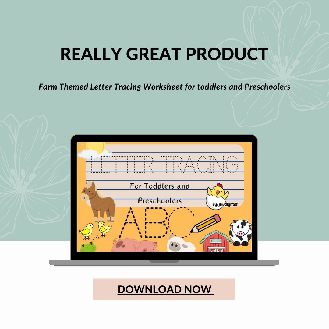 Farm Themed Tracing Worksheet for Toddlers/pre Schoolers - Etsy