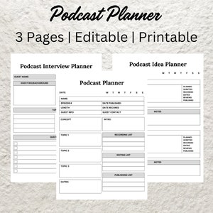 Printable Podcast Episode Planner Worksheet Template Podcast Content ...