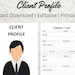 Client Profile Template Printable Business Client Information Tracking ...