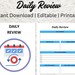 Daily Review Template, Editable Reflection Journal (digital Download ...