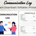 Communication Log Template Printable Call Log Phone Call Tracker Parent ...