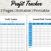 Profit Tacker Template Printable Business Profit Tracker Annual Profit ...