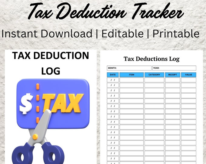 Printable Tax Deduction Tracker, 2 Version, Business Tax Log, Online ...