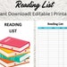 Printable Reading Tracker Template Editable Reading Log Book Reading ...