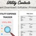 Utility Bill Tracker Template Printable Utility Contacts Utility ...