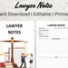 Printable Lawyer Notes Template Editable Lawyer Planner Law Client ...