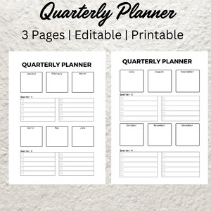 Quarterly Goal Planner Printable, Editable 90 Day Worksheet (PDF) - Etsy