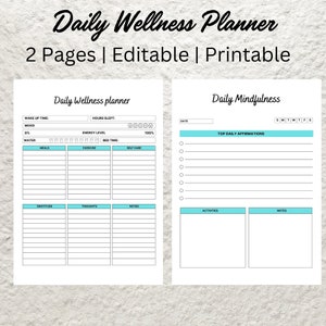 Editable Daily Wellness Planner Template Printable Self Care Routine ...