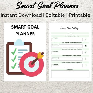 Smart Goals Planner Worksheet Printable Goal Setting Worksheet Template ...