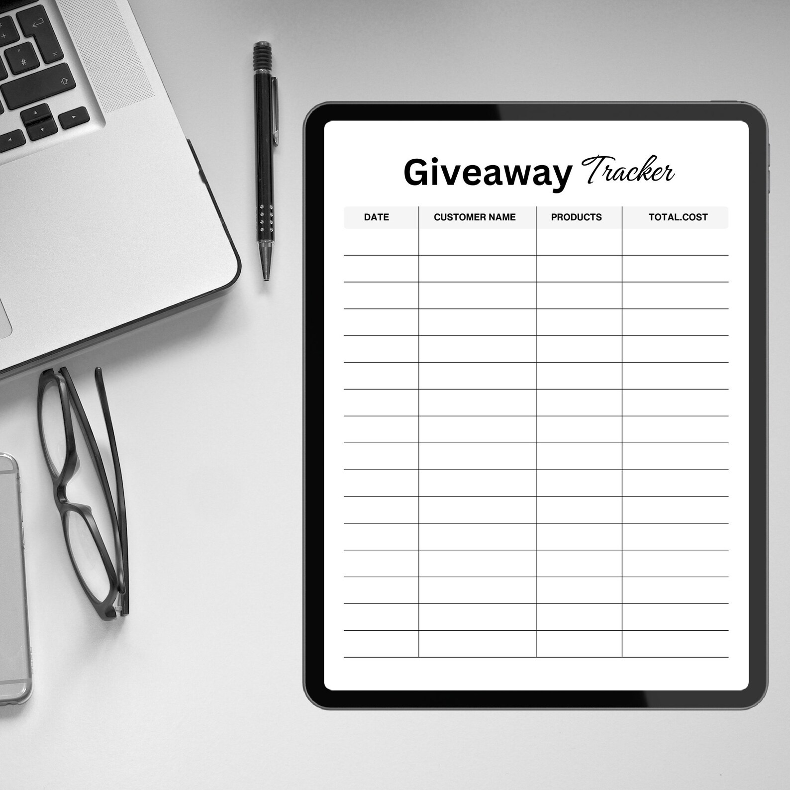 Giveaway Tracker Template Printable Social Media Planner Social Media ...