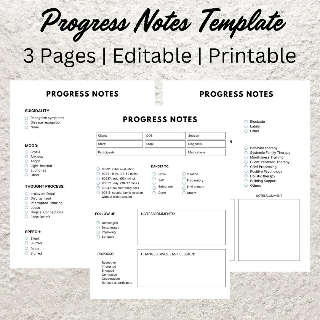 Therapy Progress Notes Template Psychotherapy Notes Progress Notes ...
