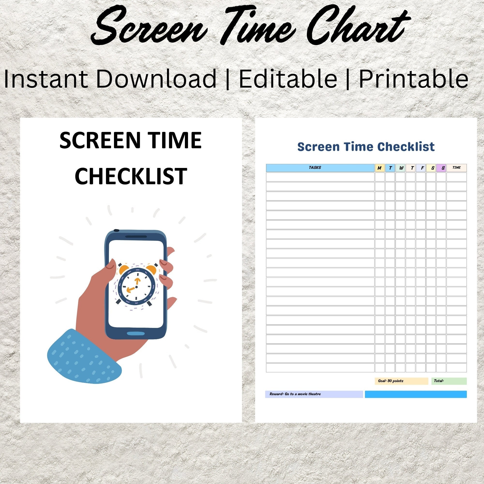 Editable Screen Time Checklist Template Printable Screen Time Chore ...