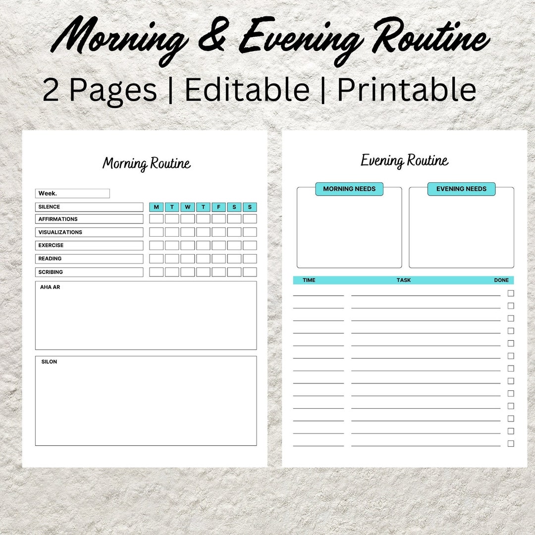 Morning and Evening Routine Checklist Printable Morning and Night Daily ...
