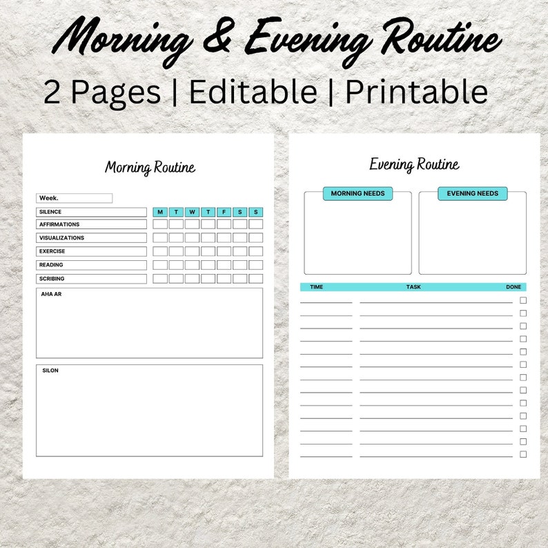 Morning and Evening Routine Checklist Printable Morning and Night Daily ...