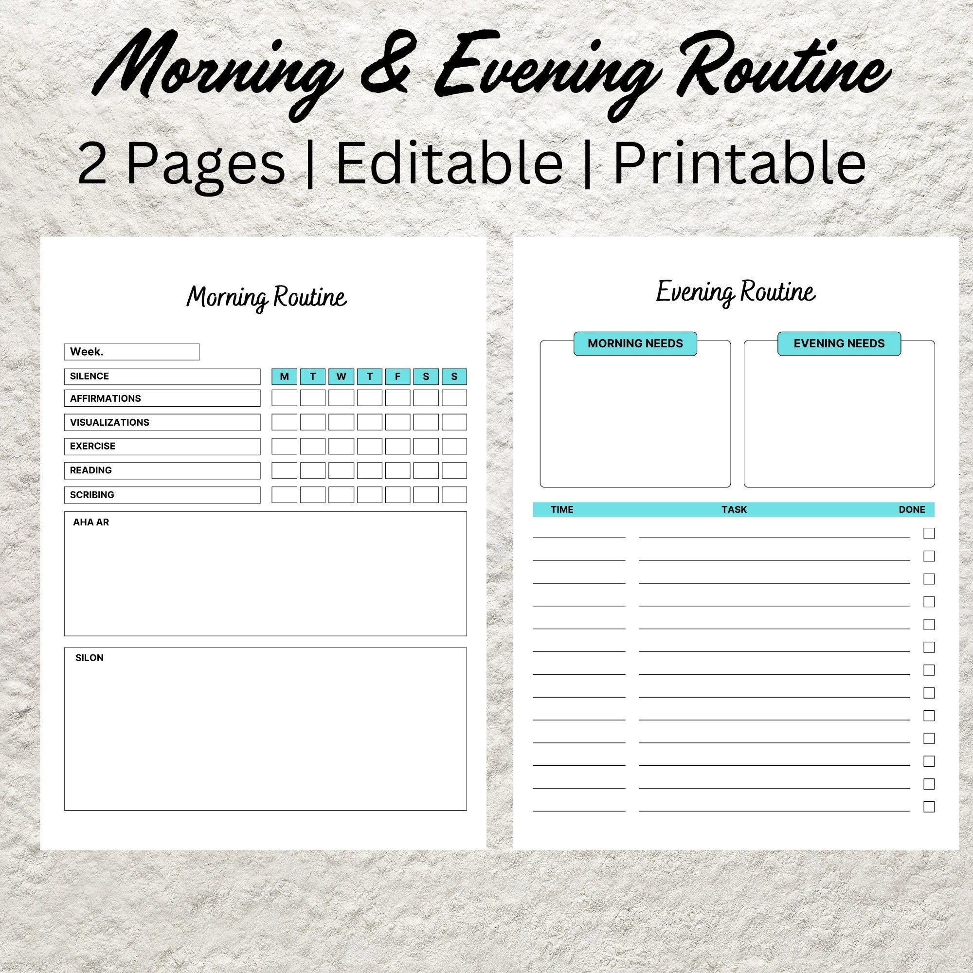 Morning and Evening Routine Checklist Printable Morning and Night Daily ...