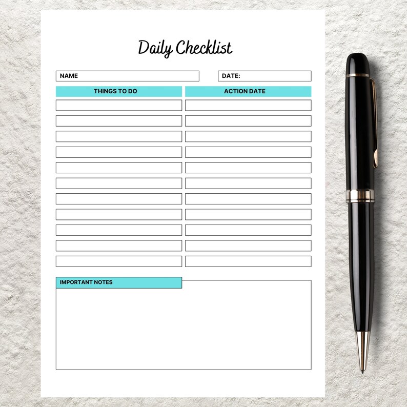 Editable Daily Checklist Template Printable Weekly to Do List Daily ...