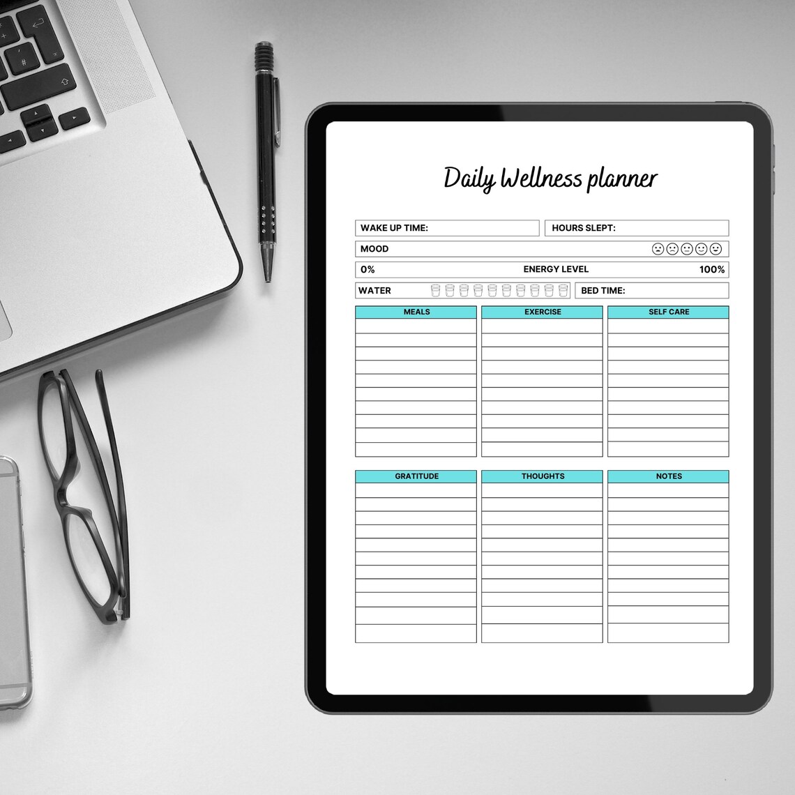 Editable Daily Wellness Planner Template Printable Self Care Routine ...