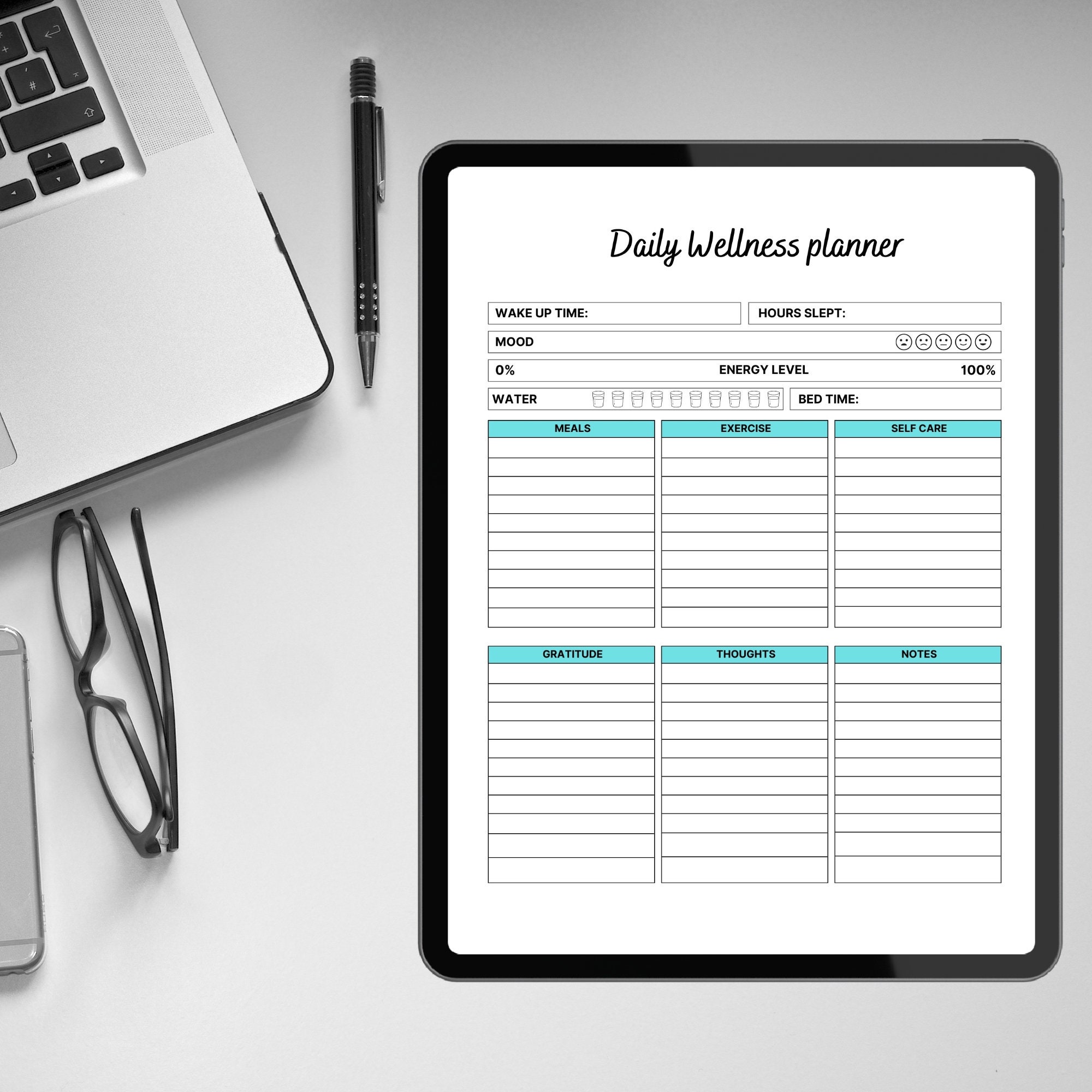 Editable Daily Wellness Planner Template Printable Self Care Routine ...