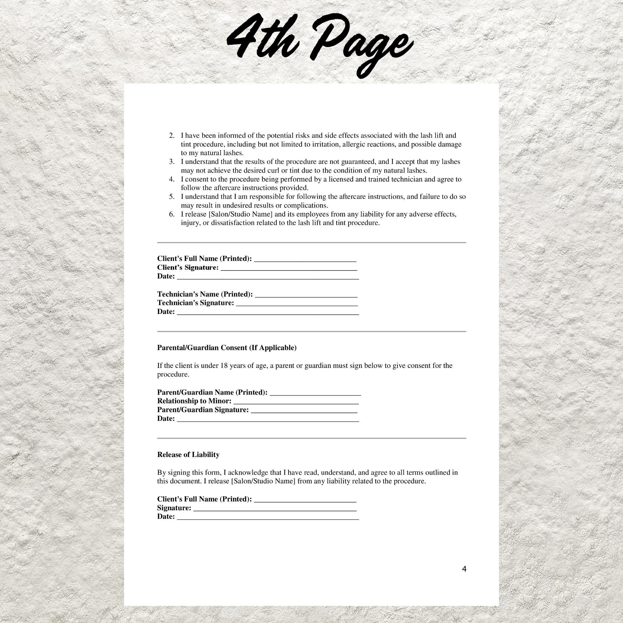 Lash Lift and Tint Consent Form Template Editable Lash Lift and Tint ...