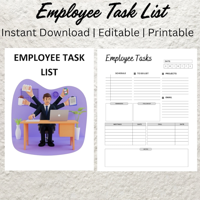 Employee Task List Template Printable Employee Log Work Job Allocation ...