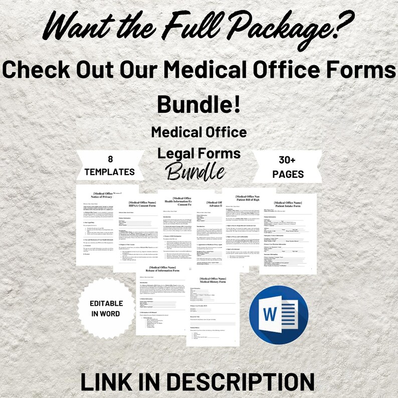 Editable HIPAA Consent Form Template: Medical Office Patient Form (word ...